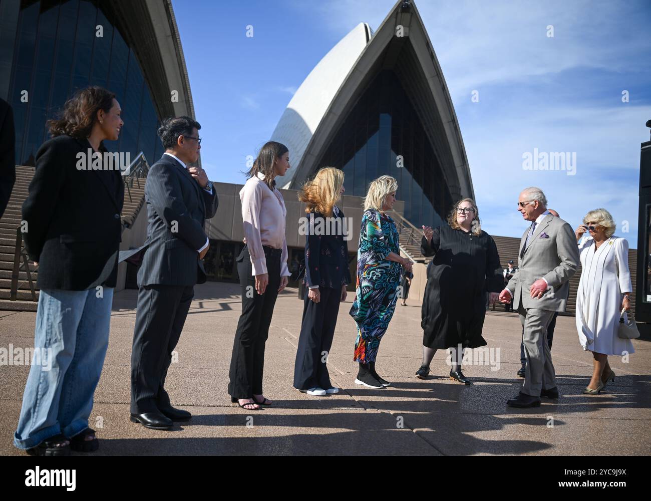 King Charles III and Queen Camilla meet Dame Joanna Lumley, Ms Heather Mitchell (actor), Ms ...