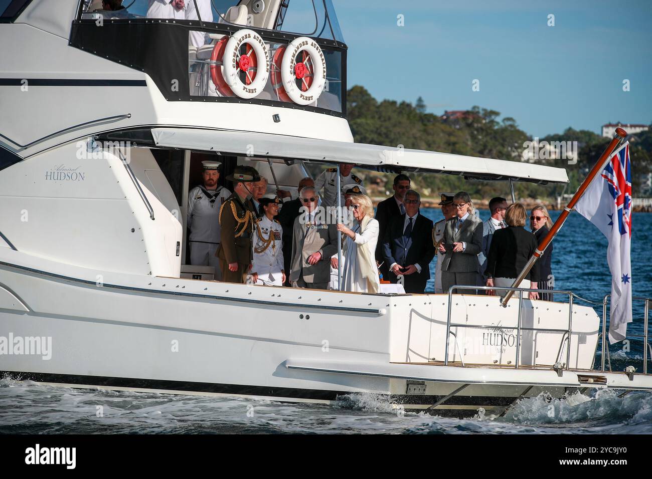 Britain's King Charles III and Queen Camilla on board the Admiral ...