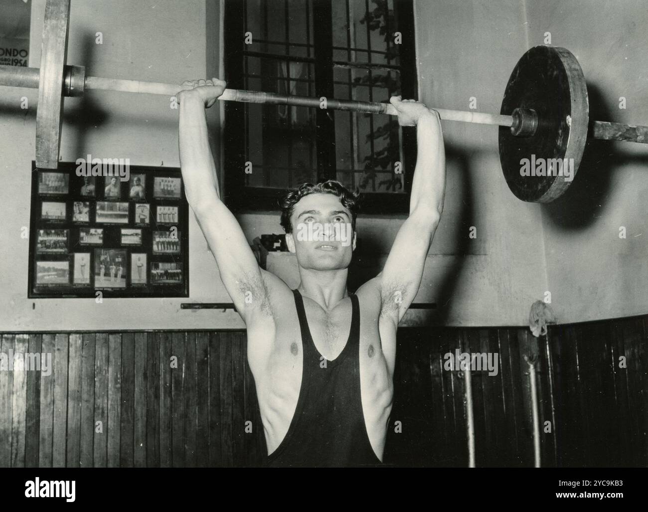 Italian weightlifter Ruggero Ravenna training, Italy 1954 Stock Photo ...