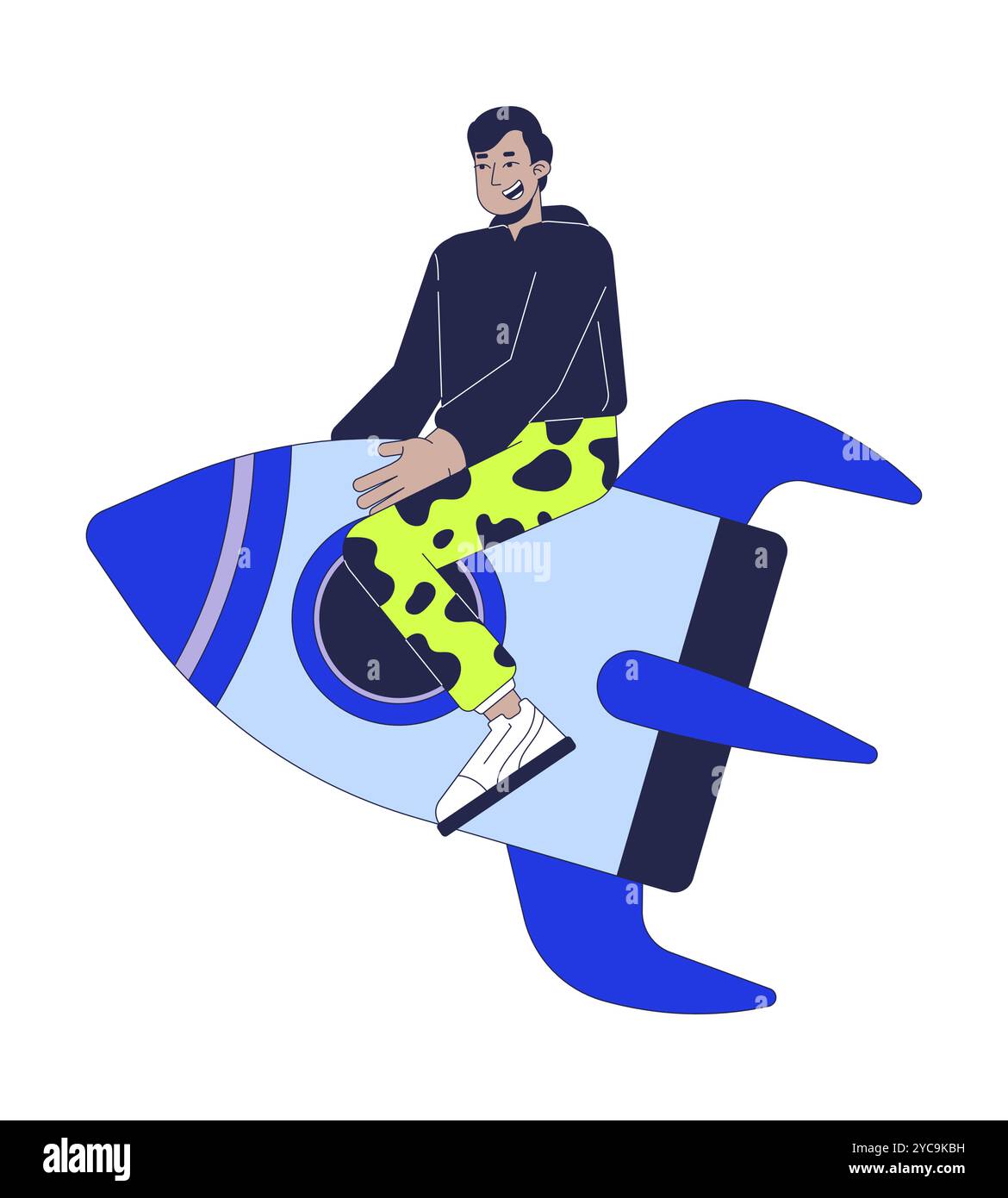 Vector man riding rocket Cut Out Stock Images & Pictures - Alamy