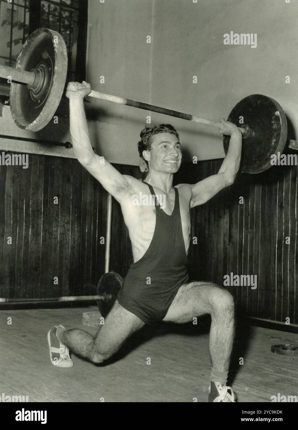 Italian weightlifter Ruggero Ravenna training, Italy 1954 Stock Photo ...