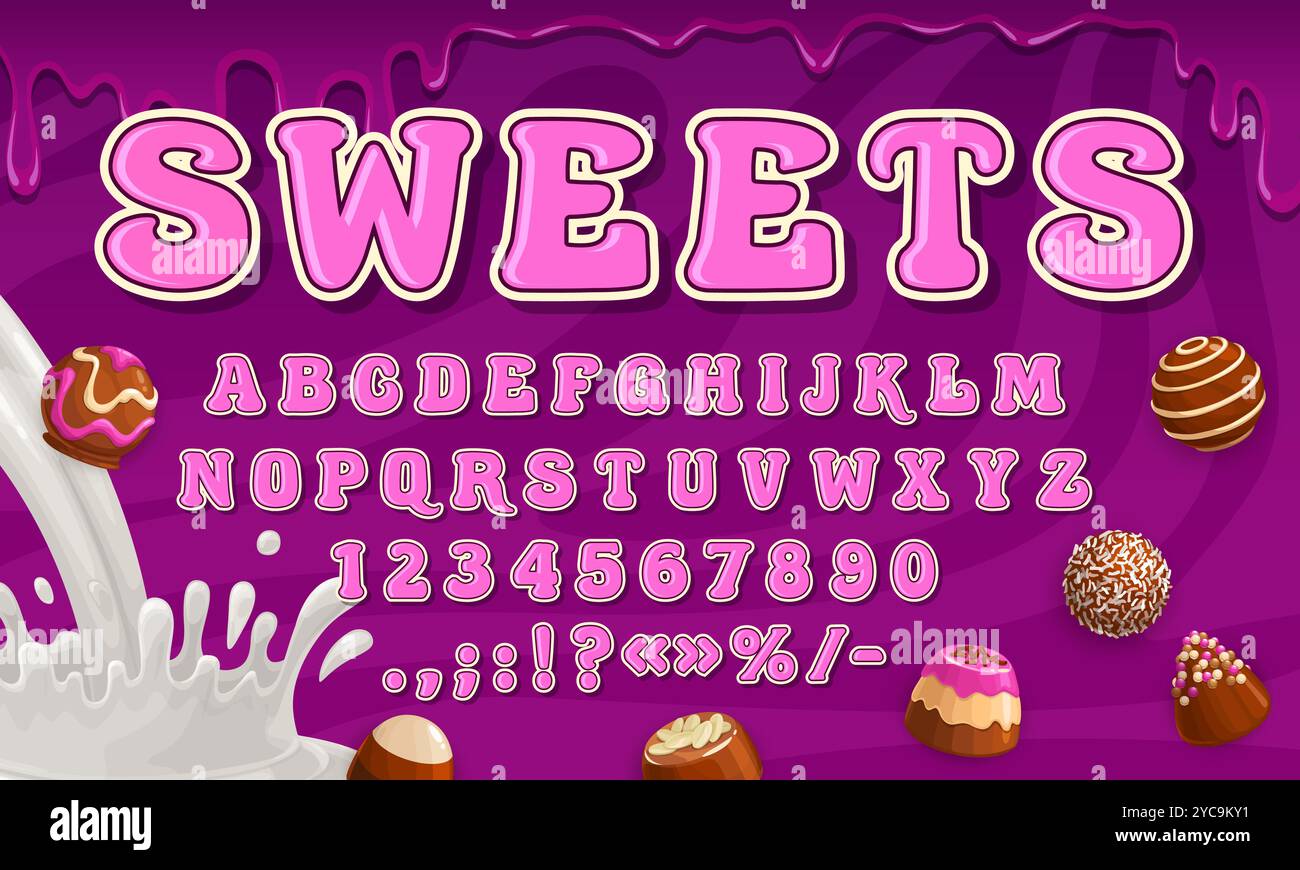 Chocolate font, candy sweet type, choco dessert caramel typeface, cocoa ...