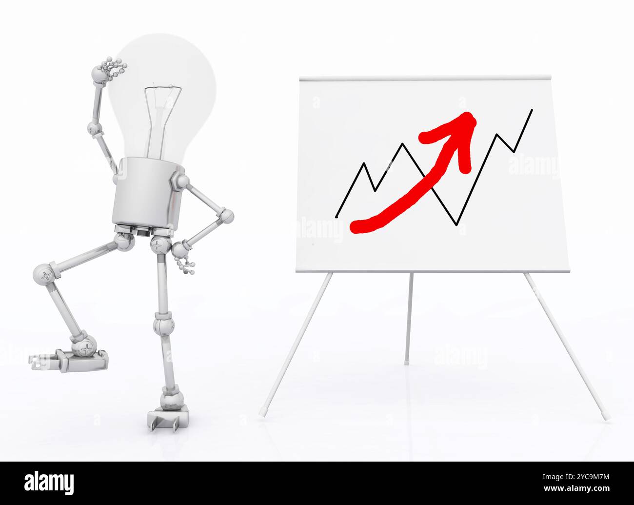 Light bulb figure and flipchart with sales curve Stock Photo - Alamy