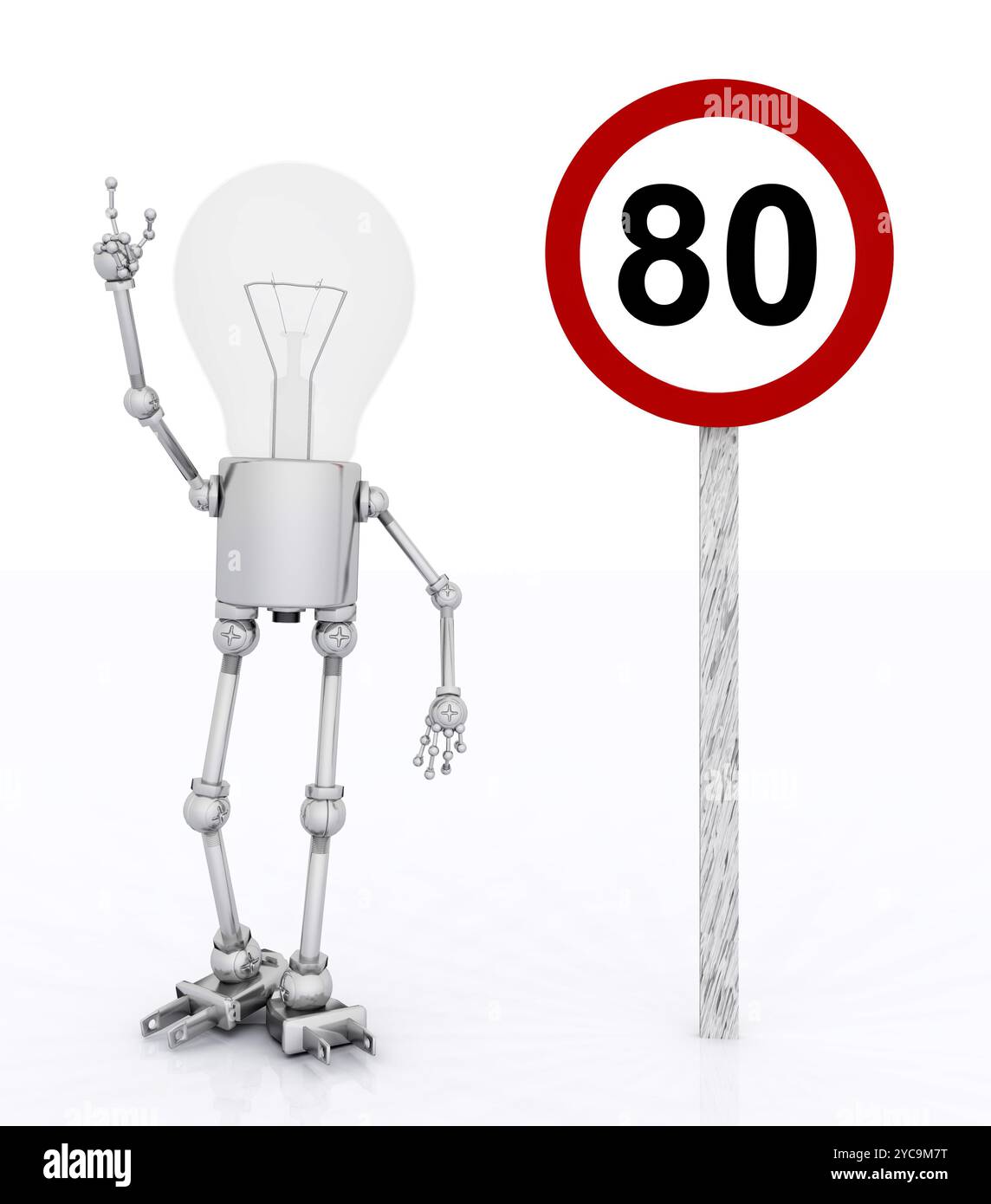 Light bulb figure and traffic sign maximum speed limit 80 Stock Photo ...