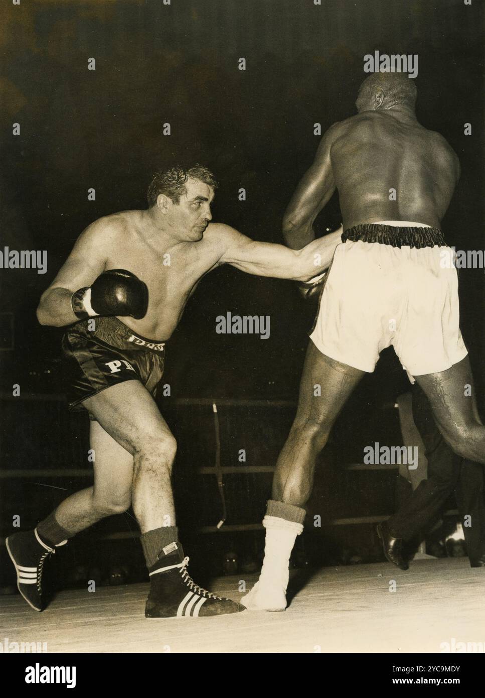 Italian professional boxer Piero Tomasoni and Hilton during a match ...