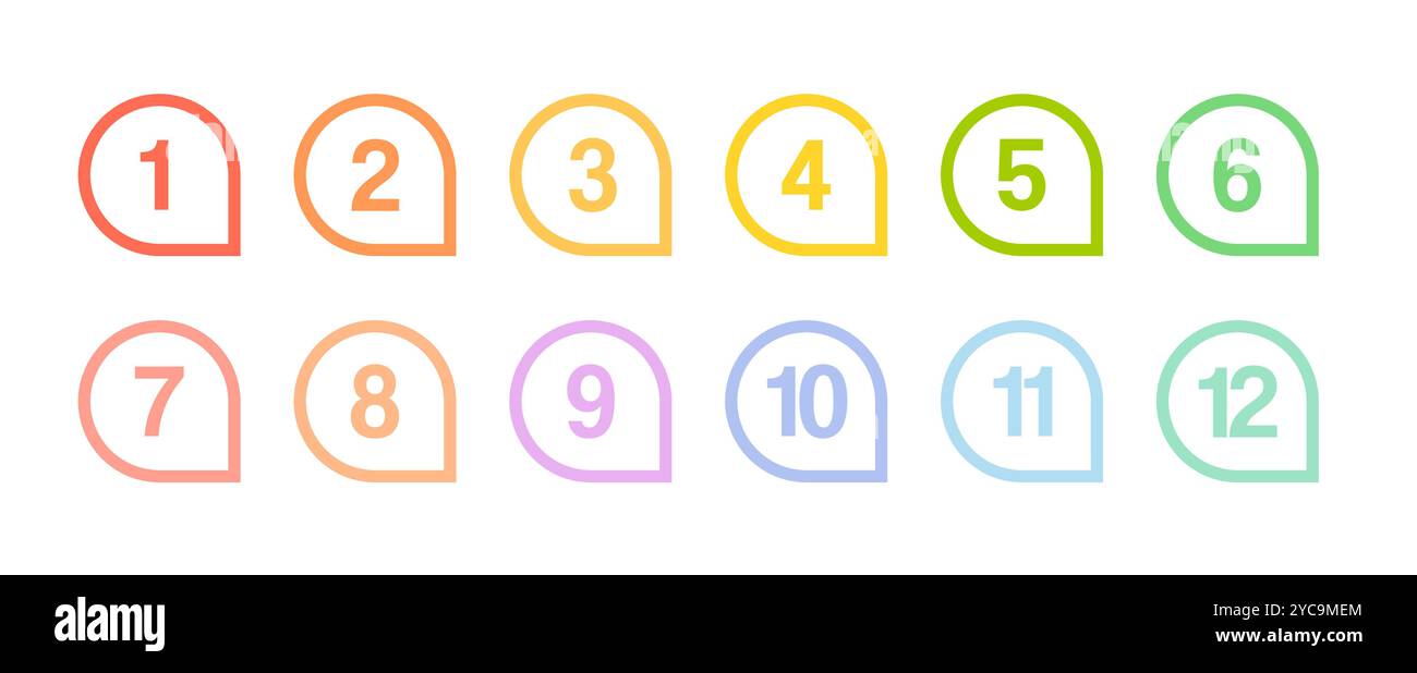 Number bullet point design element set. List numbers for infographics ...
