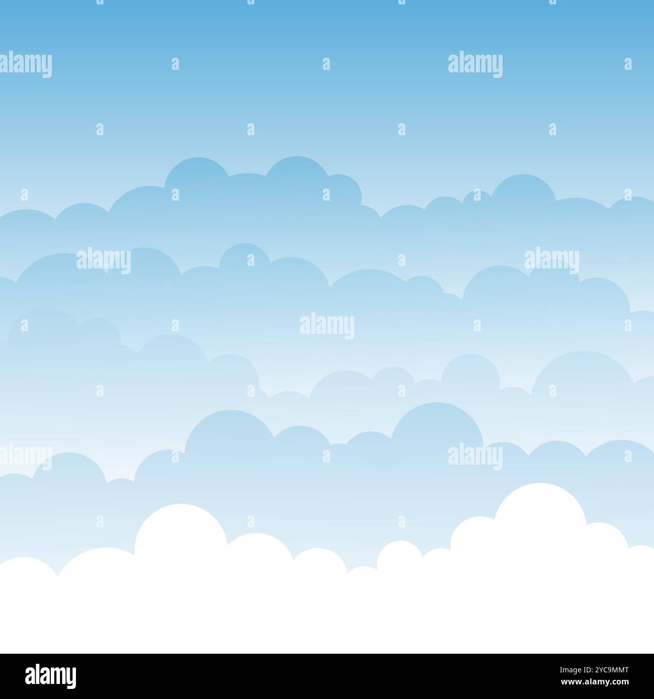 Cartoon sky background with clouds. Square content background blue ...