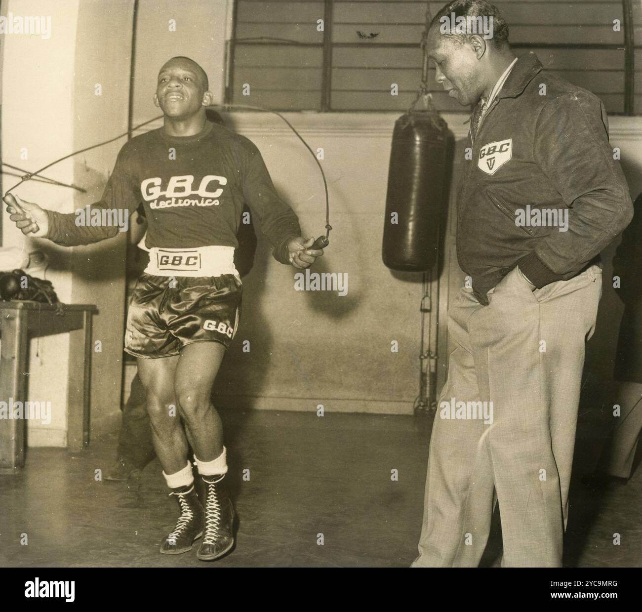 American professional boxer Eddie Perkins training, 1960s Stock Photo ...