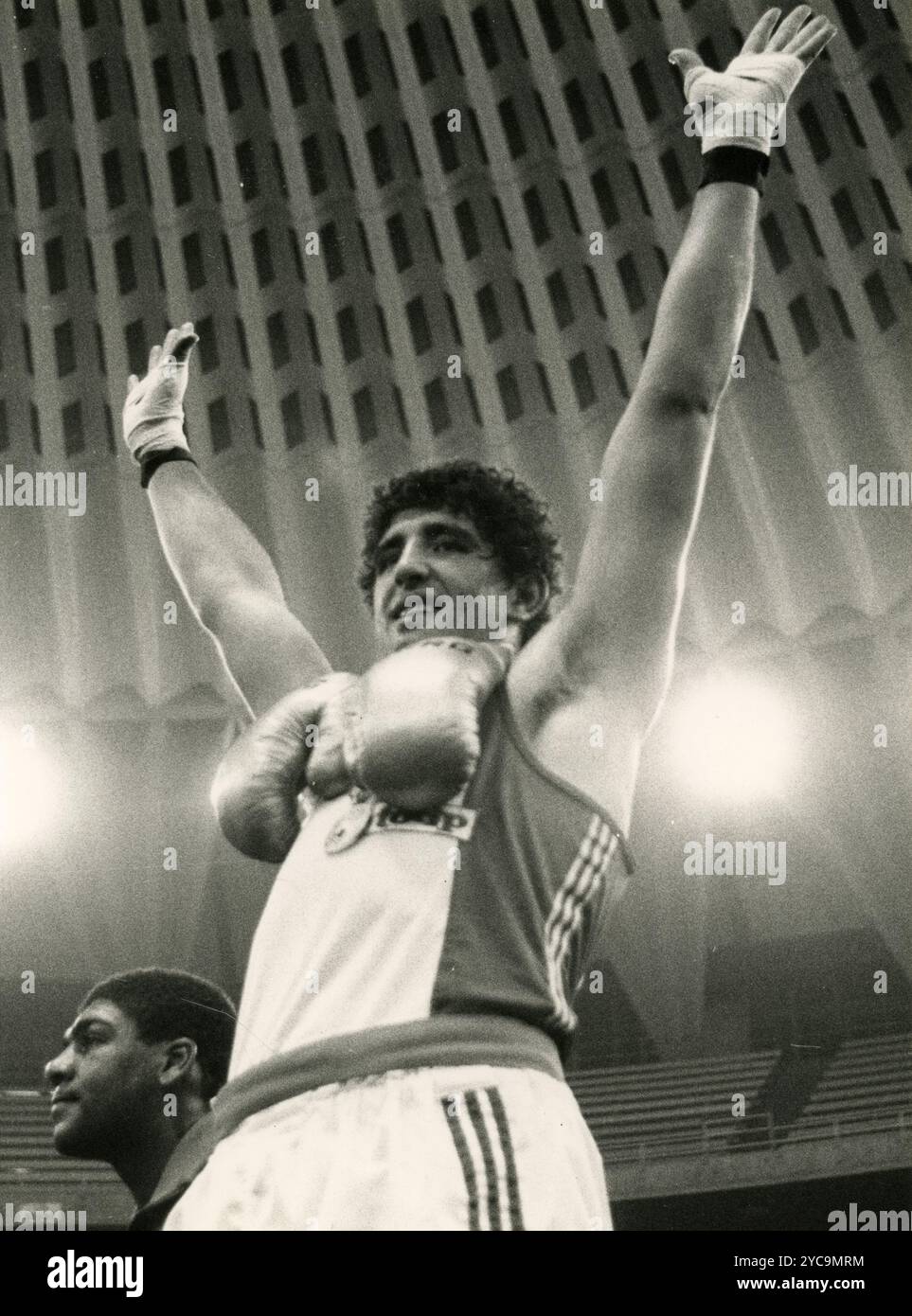 Italian professional boxer Francesco Damiani after a match, 1980s Stock ...