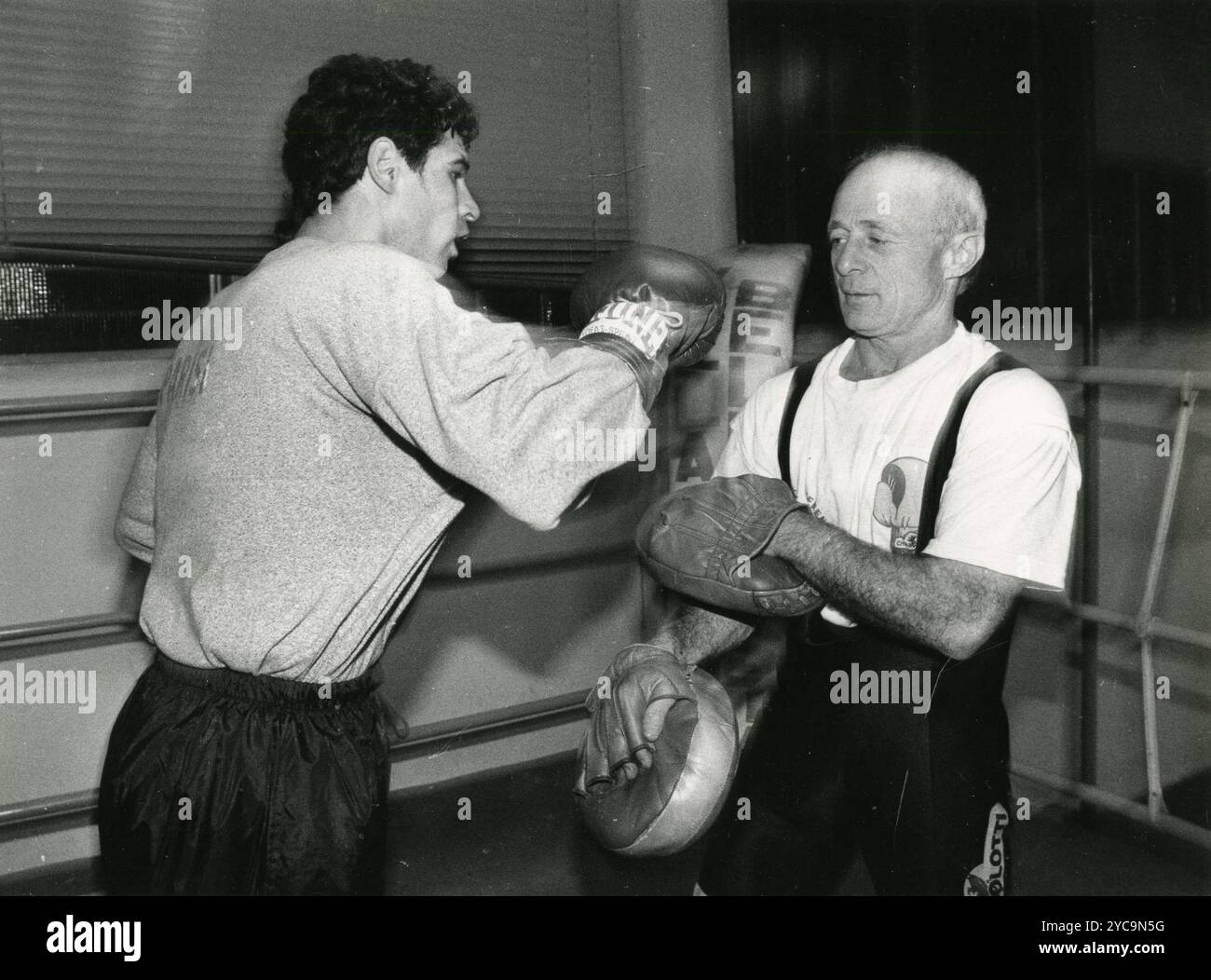 Italian professional boxer Giovanni Parisi and his trainer Bocciolini ...