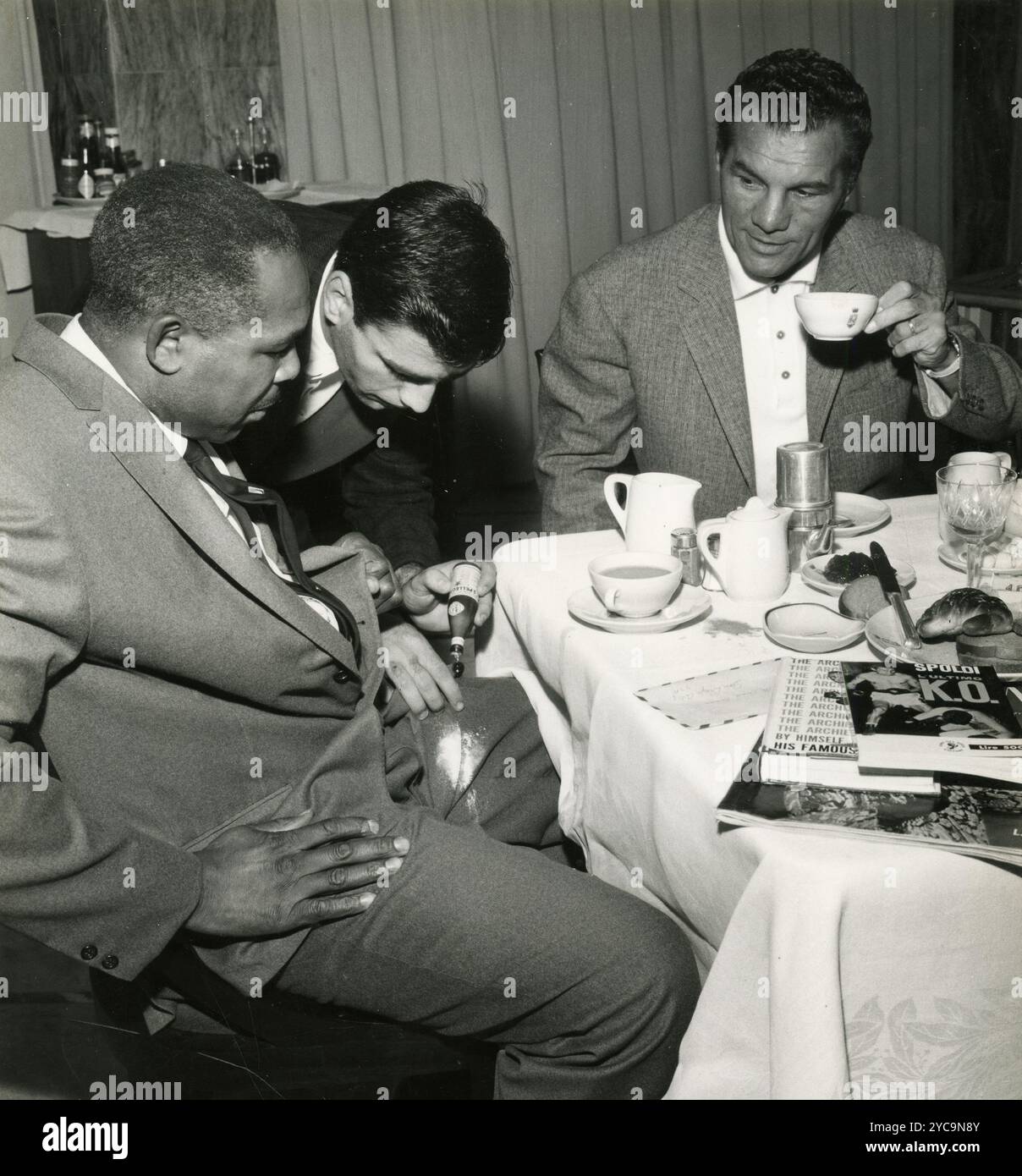 American professional boxer Archie Moore having breakfast, 1950s Stock ...