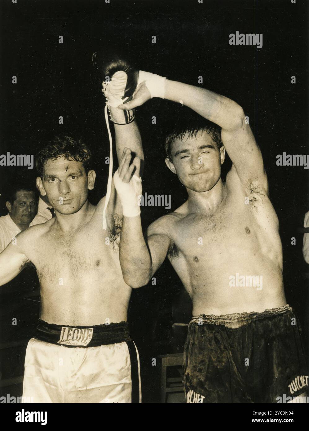 Italian professional boxers Remo Golfarini and Armando Pellarin during ...