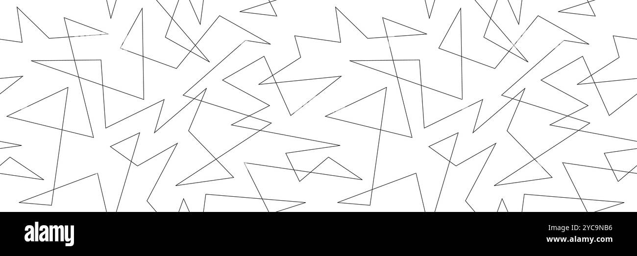 Seamless texture. Tangled assymetrical line pattern. Modern style geometric black and white ...