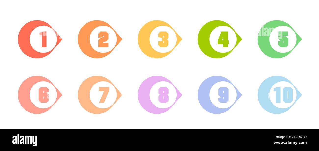 Bullet point numbers design element set. Colorful list markers ...