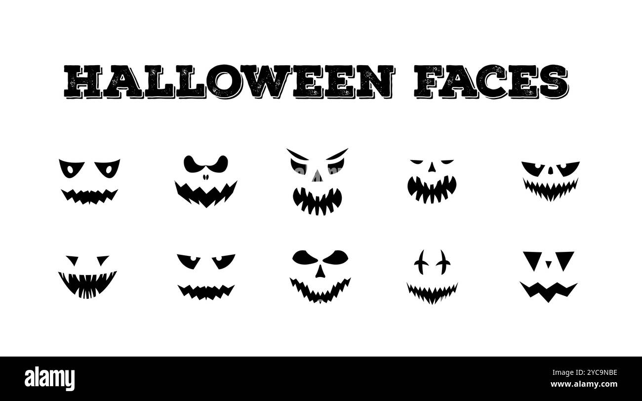 Spooky and scary faces for Halloween. Pumpkin face Halloween clipart ...