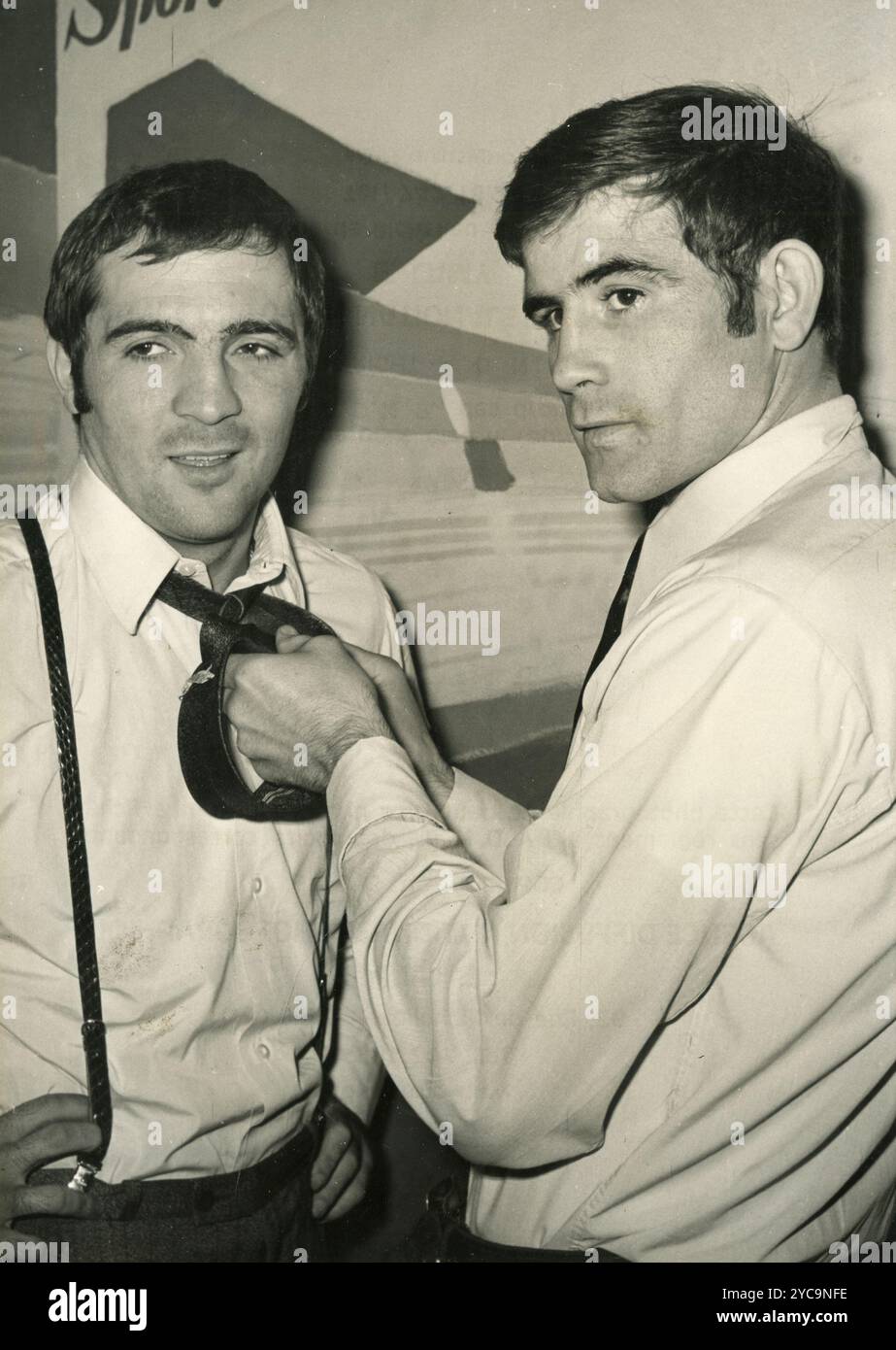 French professional boxers Joseph Gonzales (right) and Marcel Cerdan ...