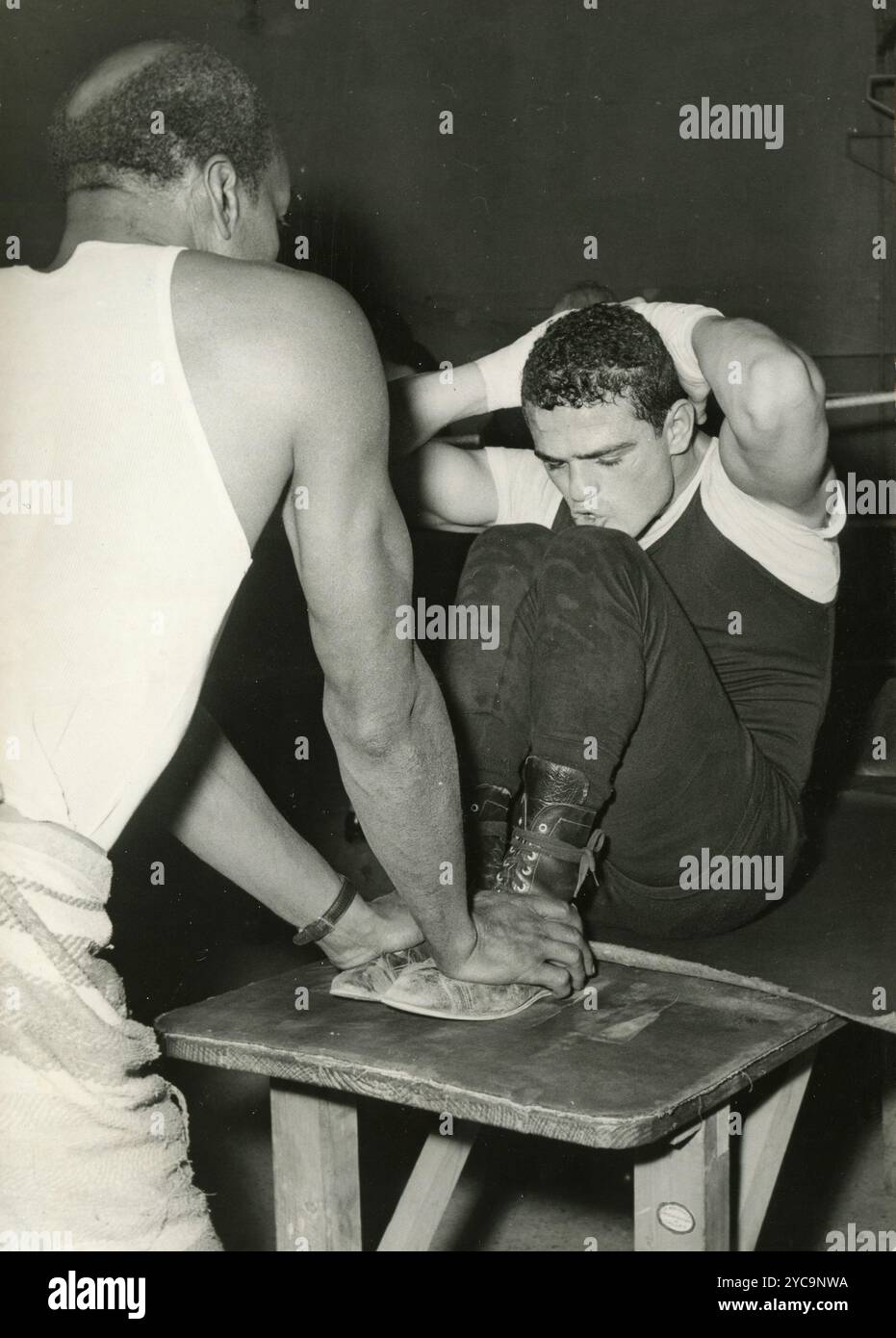 French professional boxer Alphonse Halimi training, 1960 Stock Photo ...