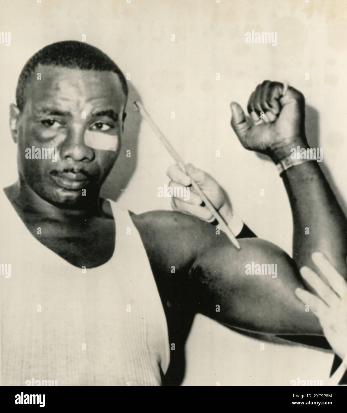 American professional boxer Sonny Liston after the match with Cassius ...