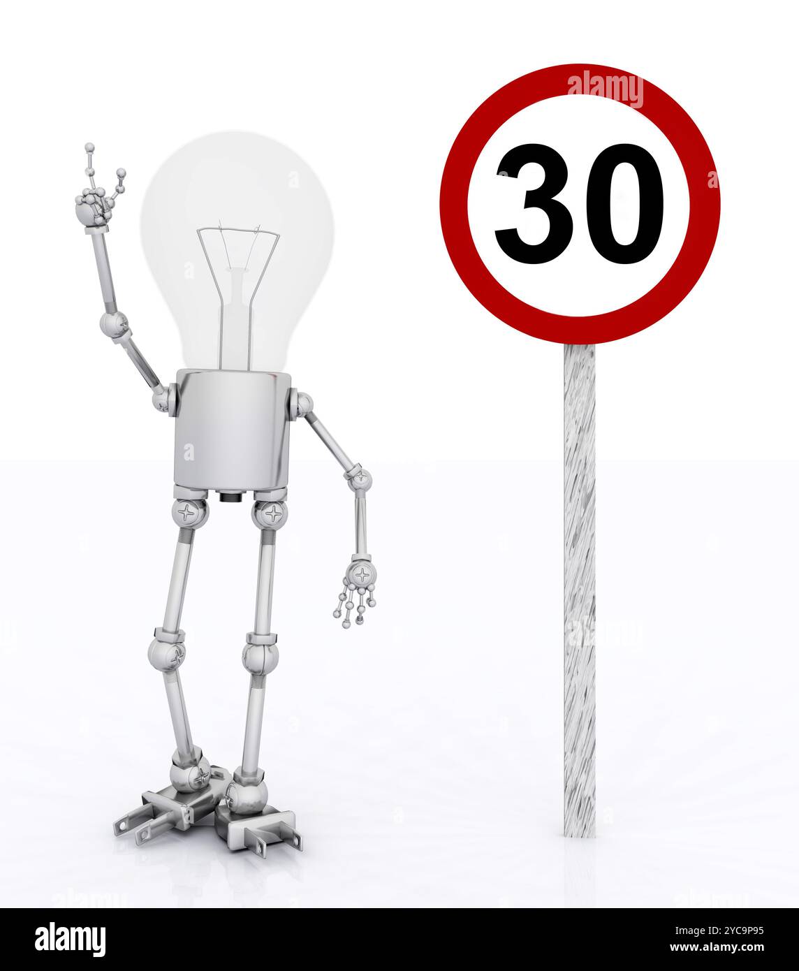 Light bulb figure and traffic sign maximum speed limit 30 Stock Photo ...