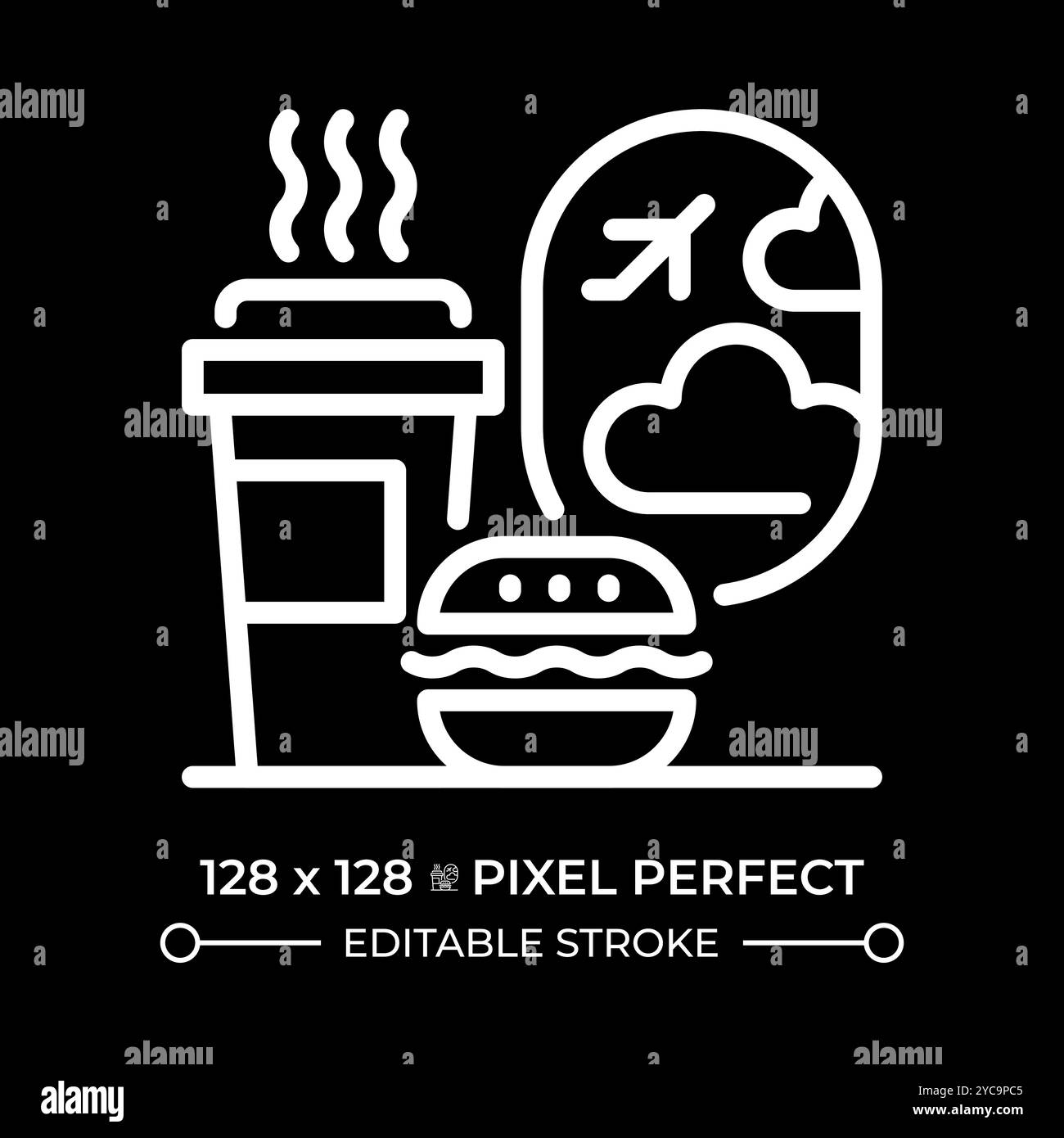 Inflight catering white linear icon for dark theme Stock Vector Image ...