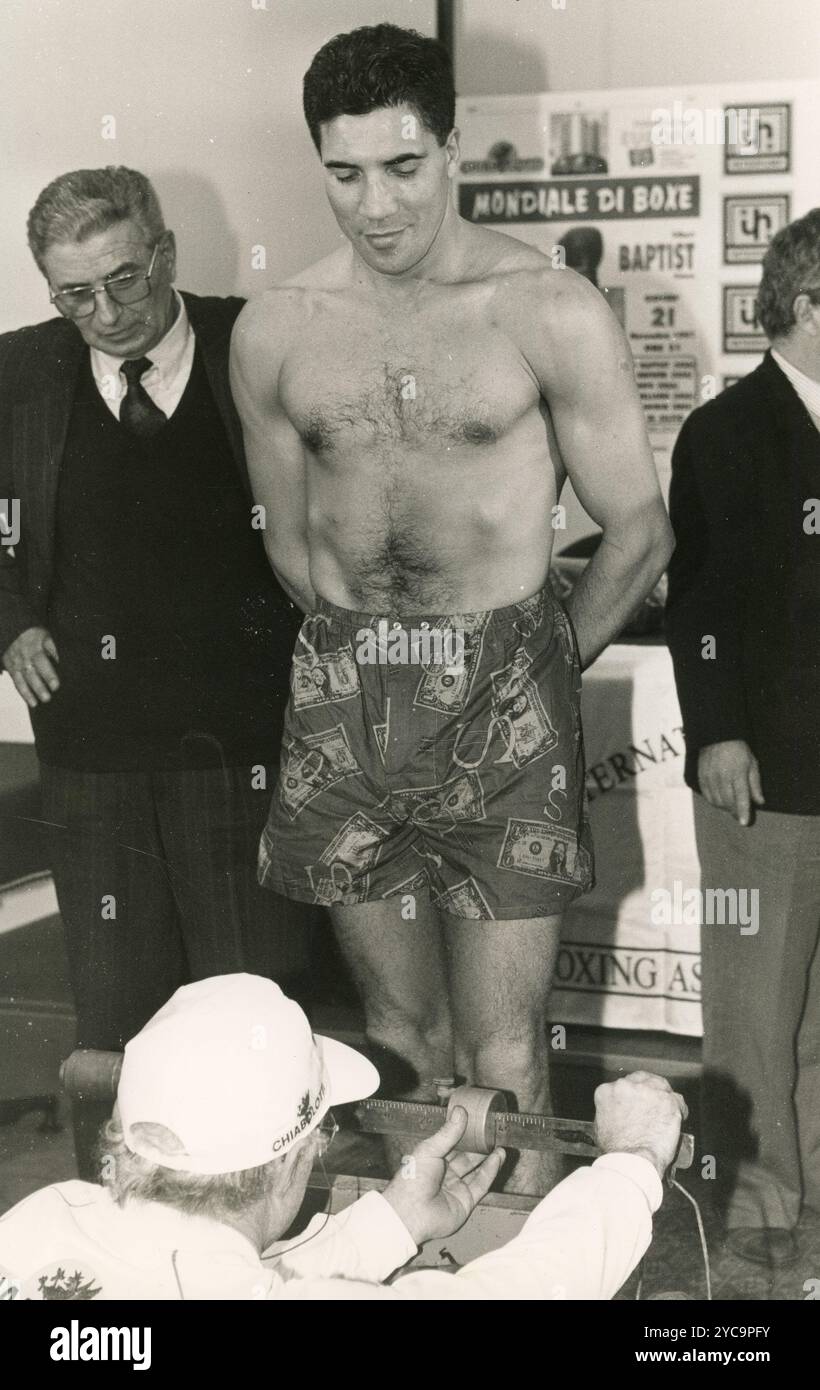 Italian professional boxer Gianfranco Rosi during a match, 1990s Stock ...
