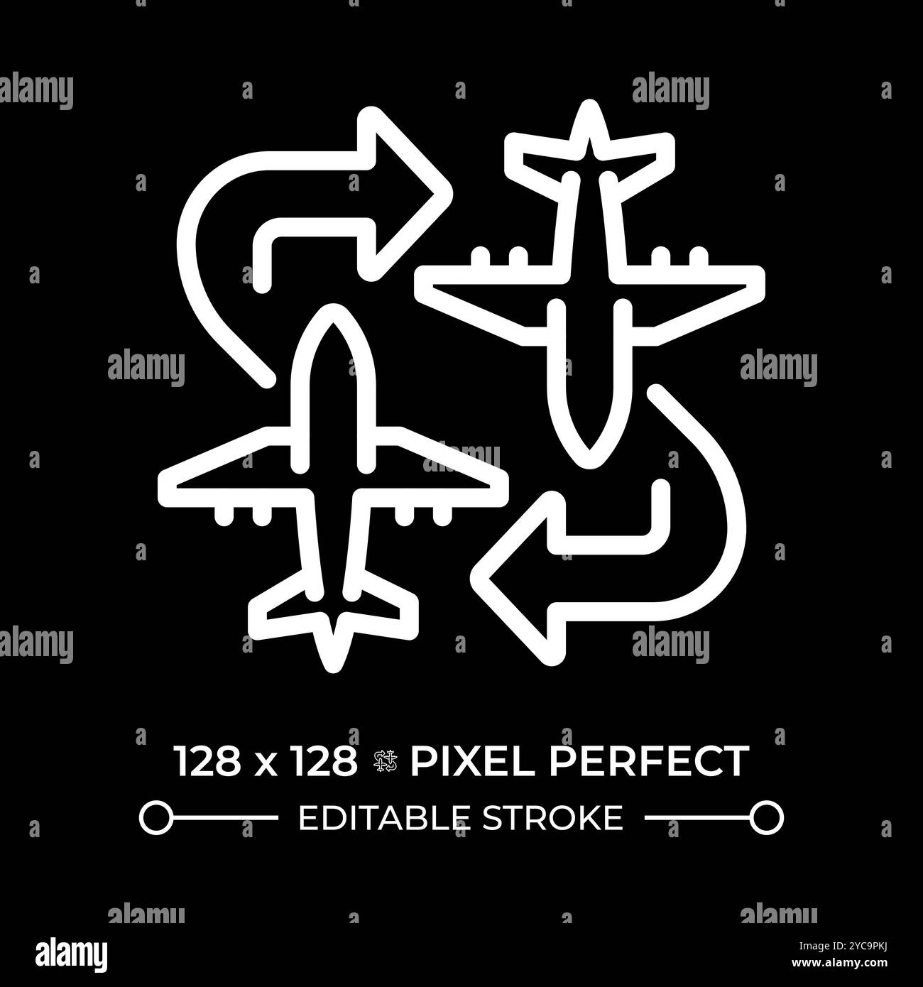 Charter flight white linear icon for dark theme Stock Vector Image ...