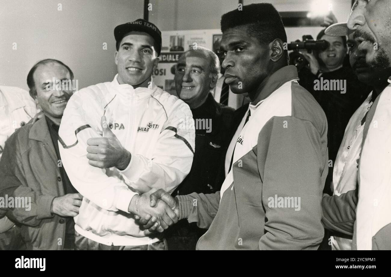 Italian professional boxer Gianfranco Rosi and American Gilberte Baptist, 1991 Stock Photo - Alamy