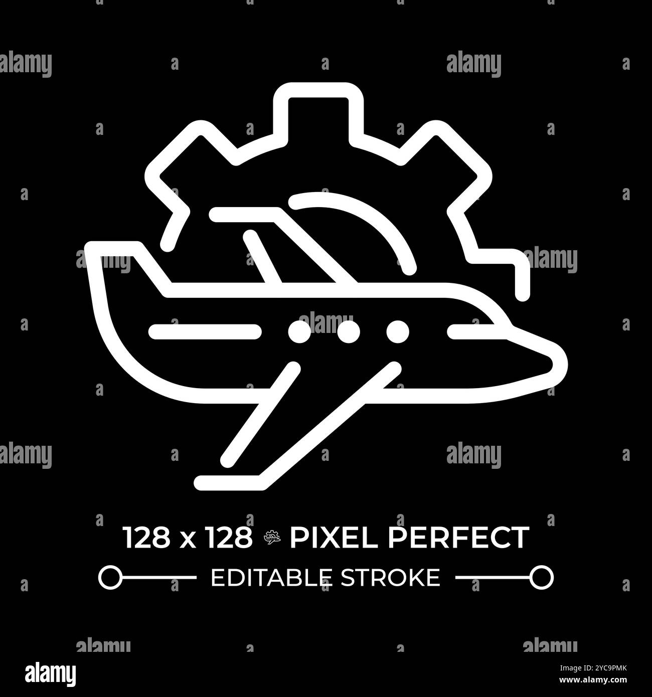 Aircraft maintenance white linear icon for dark theme Stock Vector ...