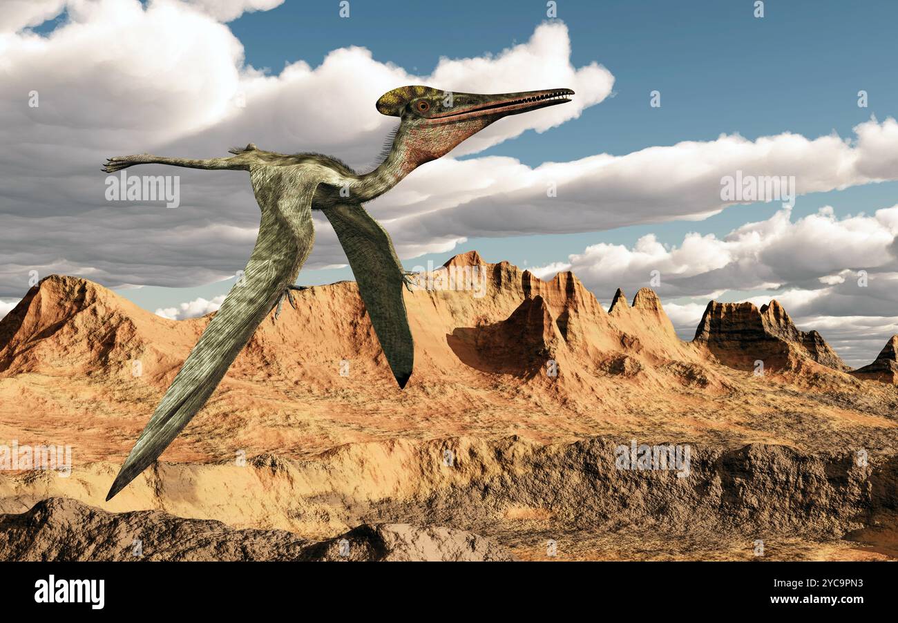 Pterosaur Pterodactylus flying over a landscape Stock Photo - Alamy