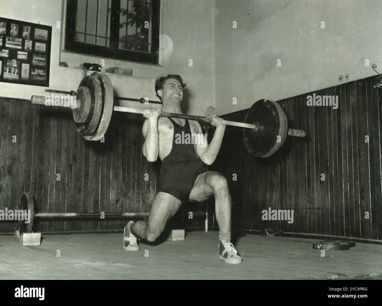 Italian weightlifter Ruggero Ravenna training, Italy 1954 Stock Photo ...
