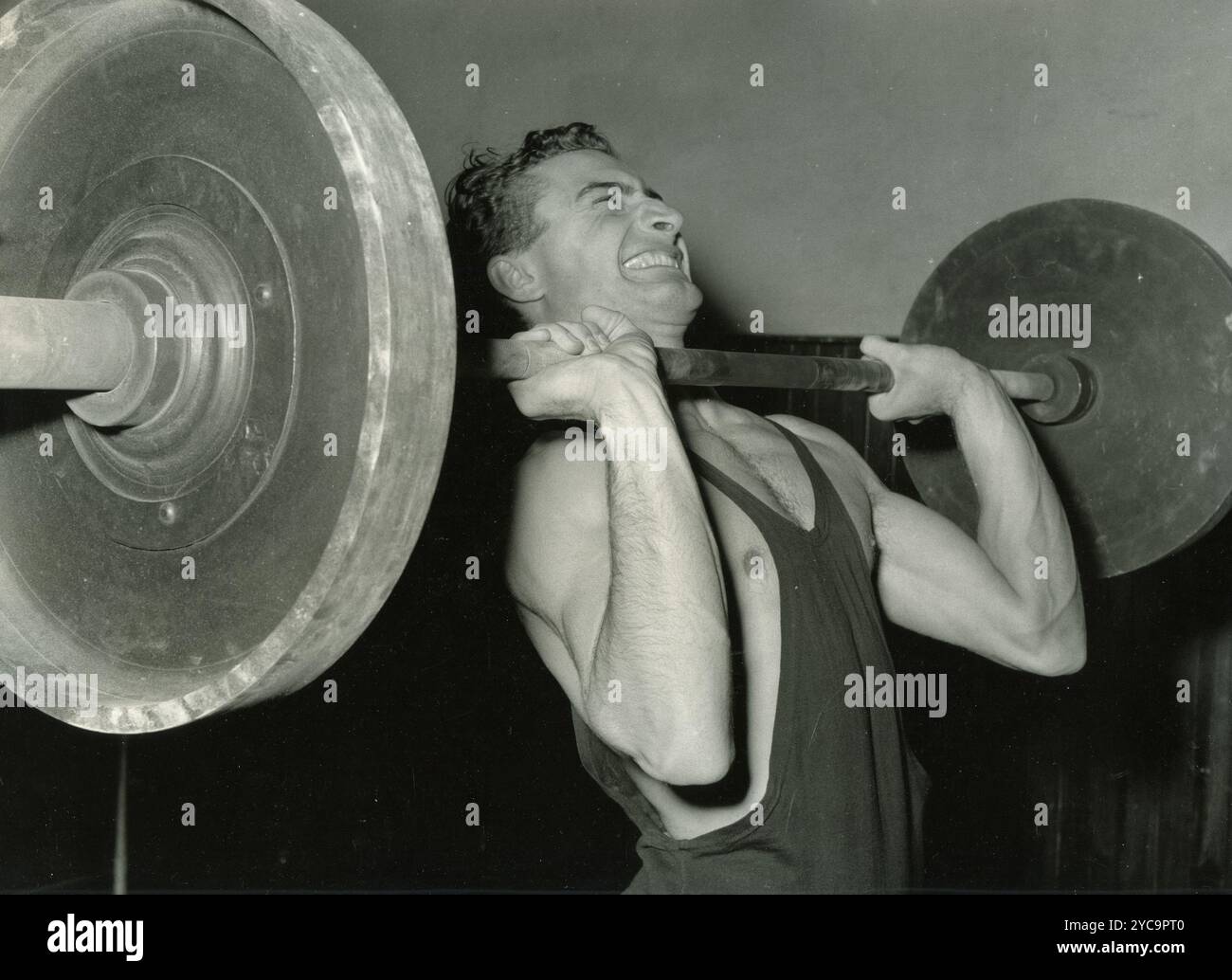 Italian weightlifter Ruggero Ravenna training, Italy 1954 Stock Photo ...