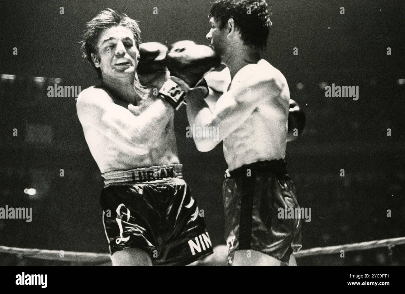 Argentinian professional boxer Carlos Monzon during a match with ...