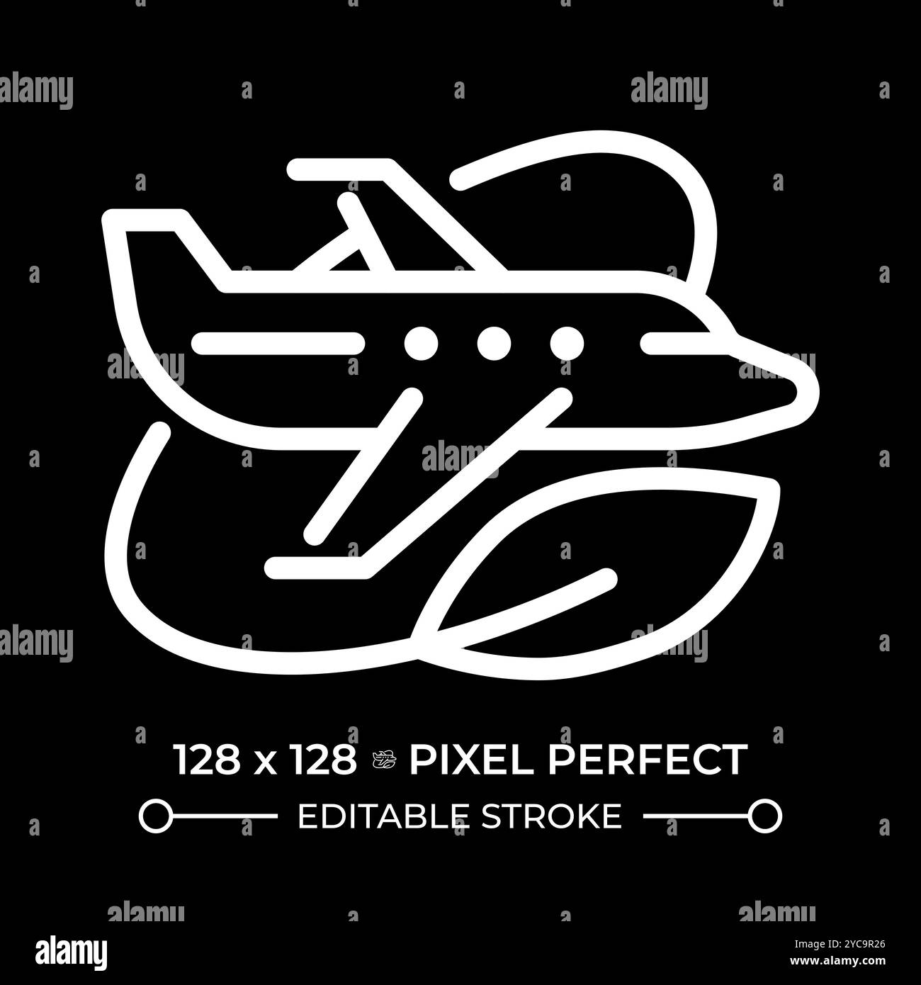 Sustainable aviation white linear icon for dark theme Stock Vector ...