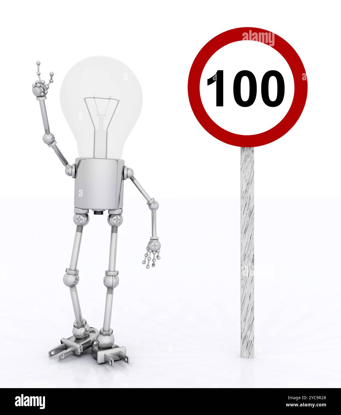 Light bulb figure and traffic sign maximum speed limit 100 Stock Photo ...