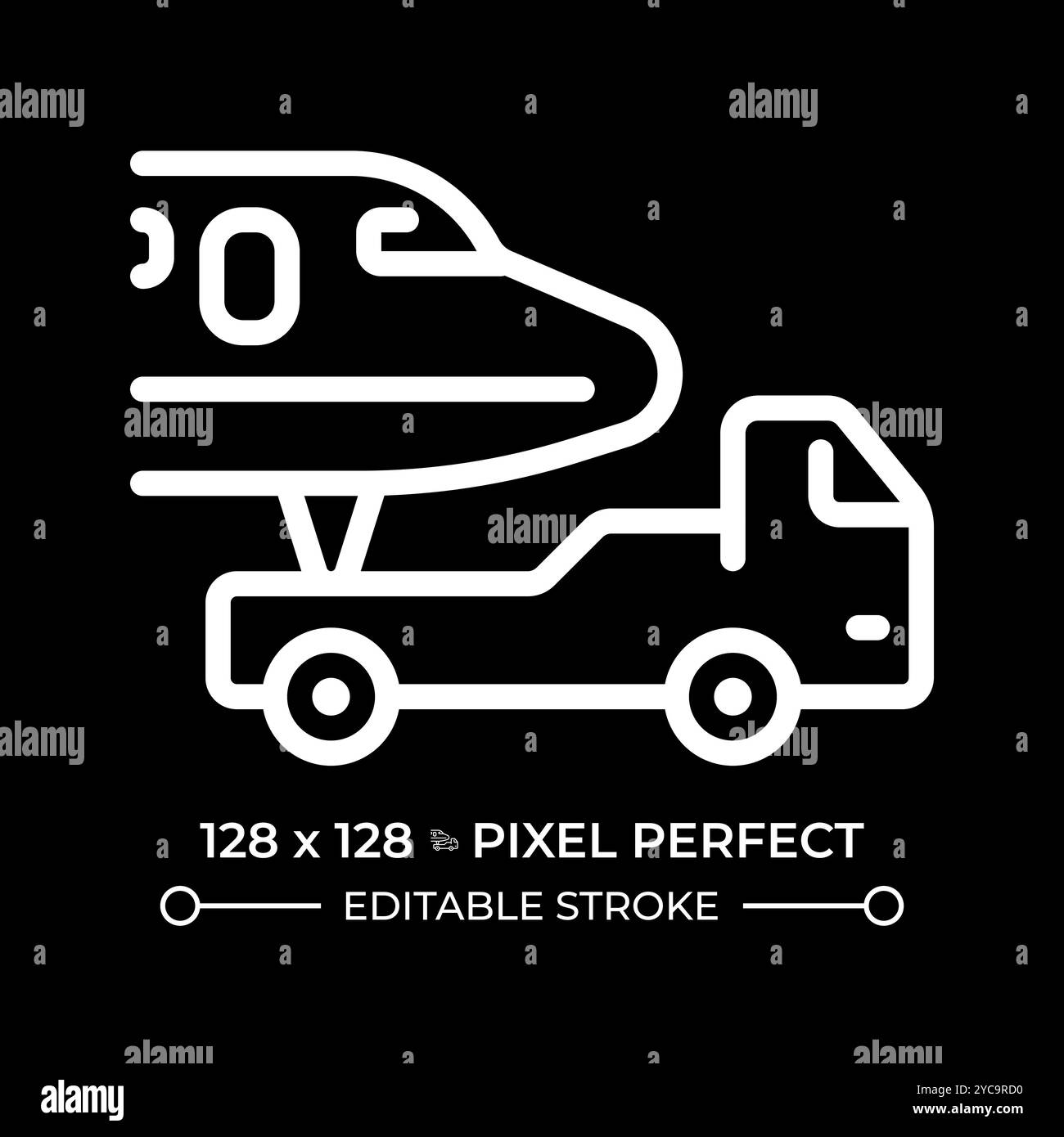 Aircraft towing white linear icon for dark theme Stock Vector Image ...