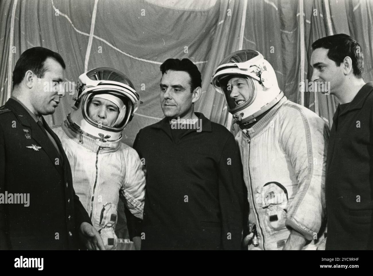 Russian cosmonaut Jurij Gagarin with Jevgheni Khrunov, Vladimir Komarov ...
