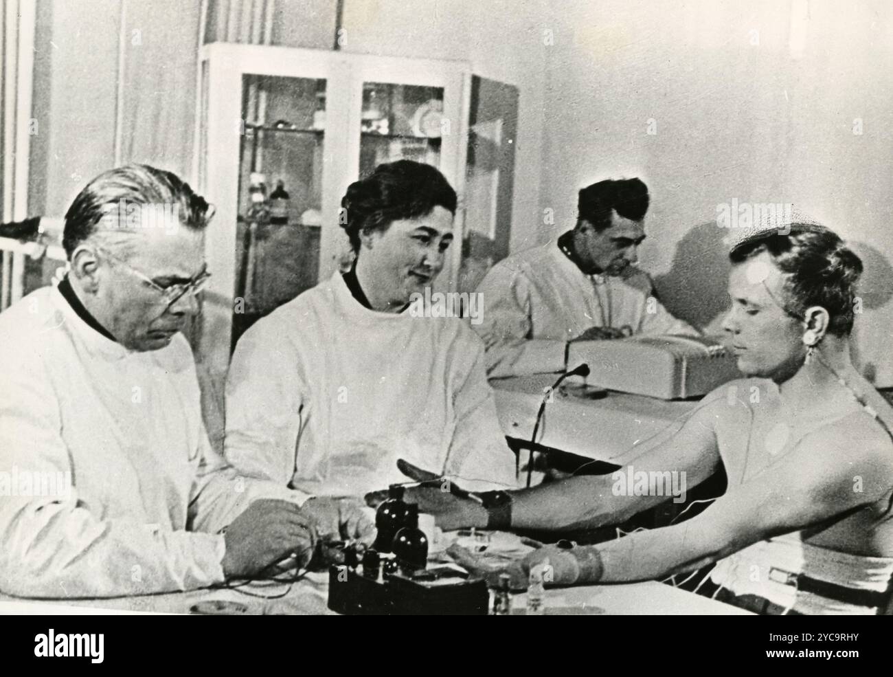 Russian cosmonaut Jurij Gagarin at the medical commission, Russia 1961 ...
