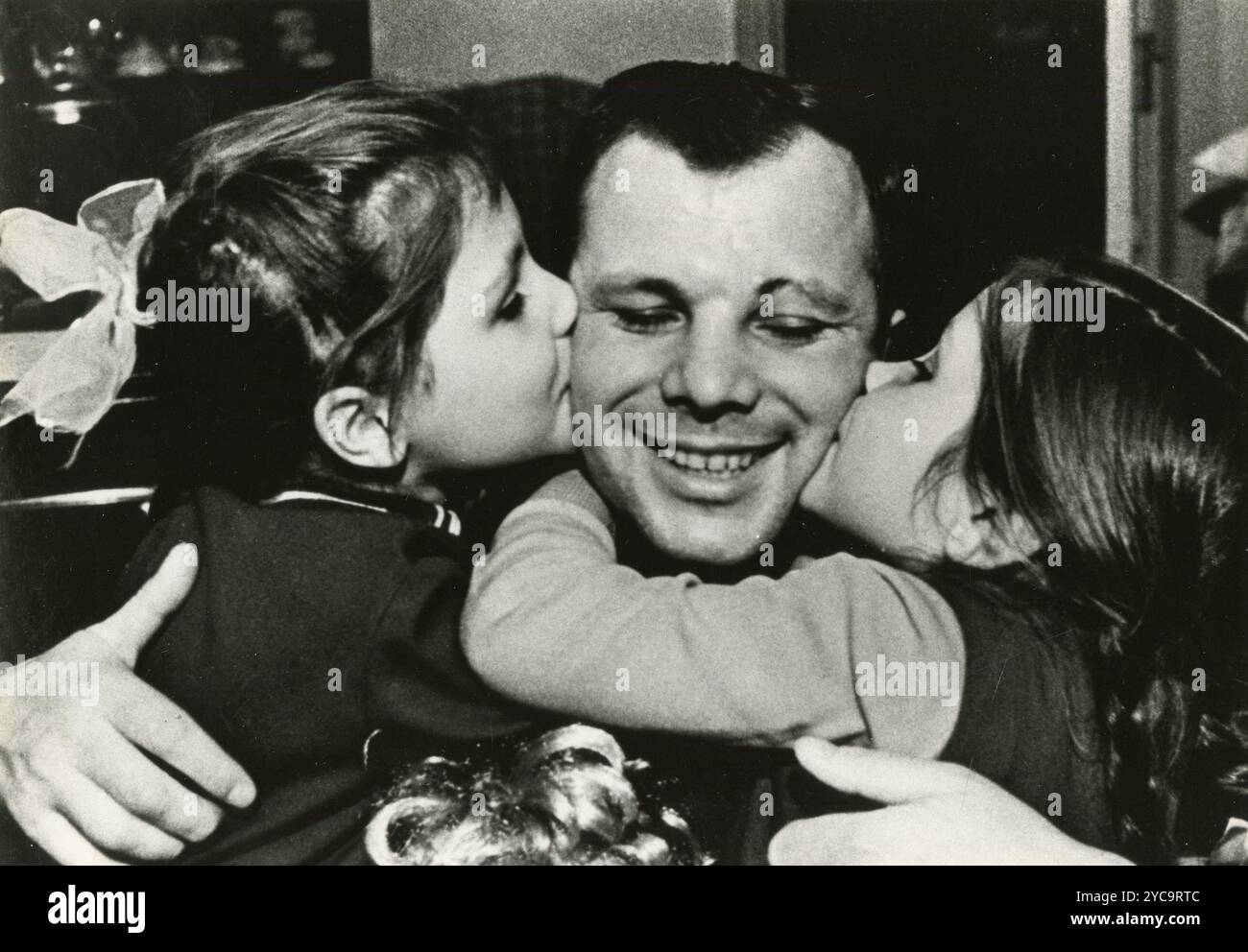 Russian cosmonaut Jurij Gagarin and his daughters Yelena and Galya ...