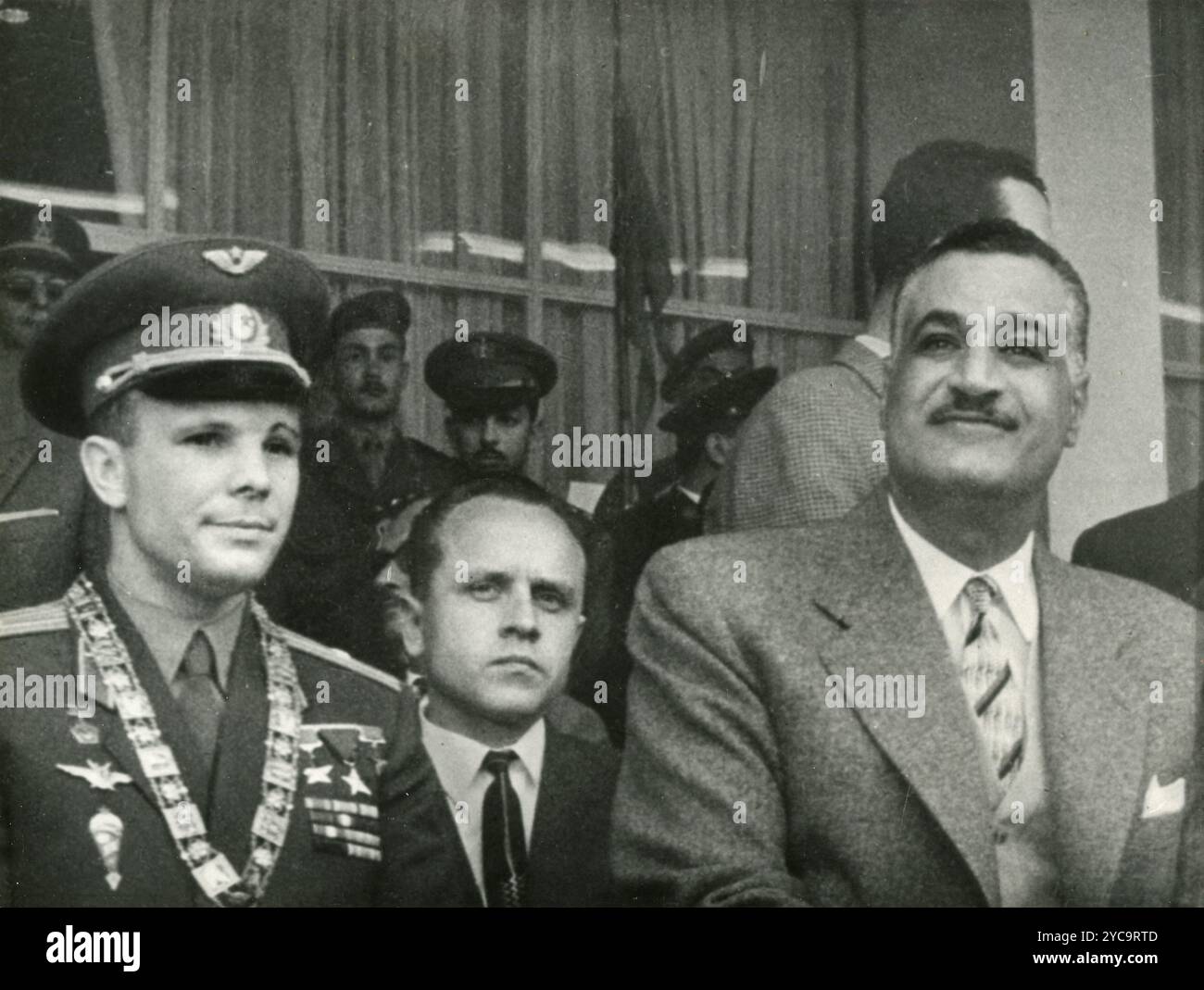 Russian cosmonaut Jurij Gagarin with Egyptian President Nasser, Cairo ...