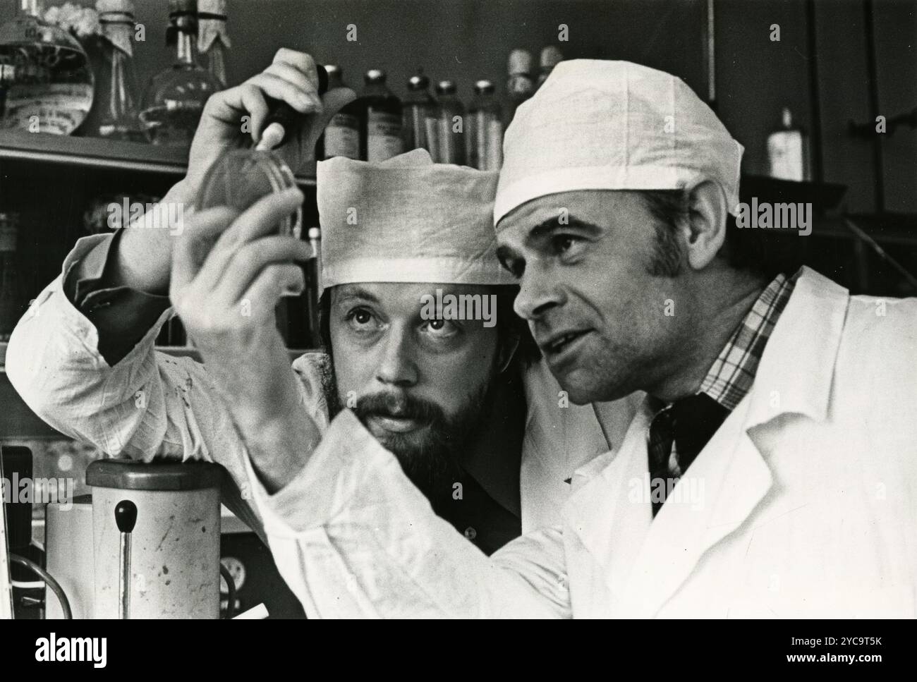 Russian scientists analyzing the physiology of microorganisms, Russia ...