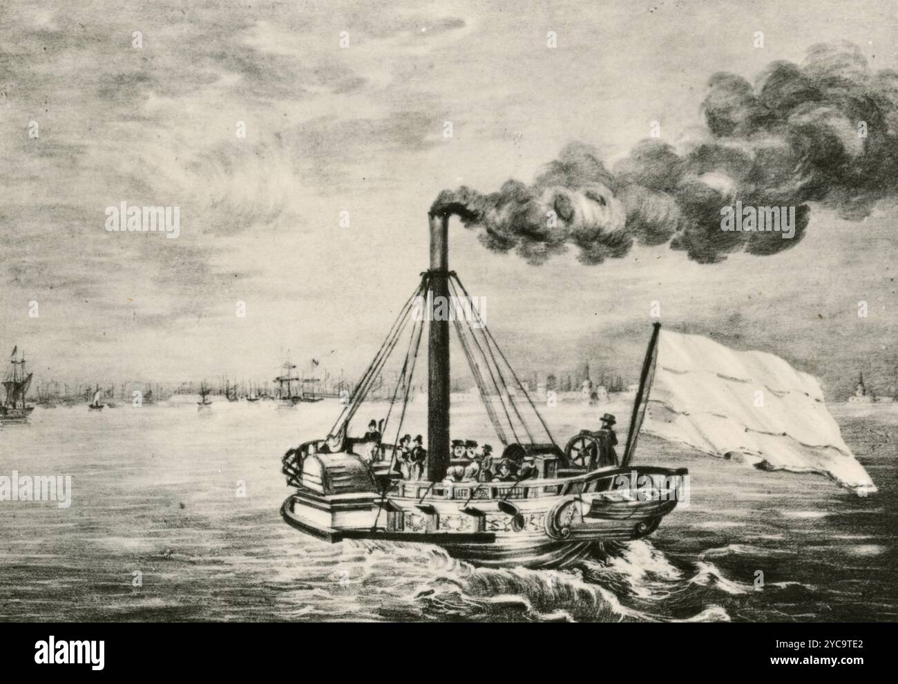 One of the first Russian steamships, engraving, Russia 1820 Stock Photo ...