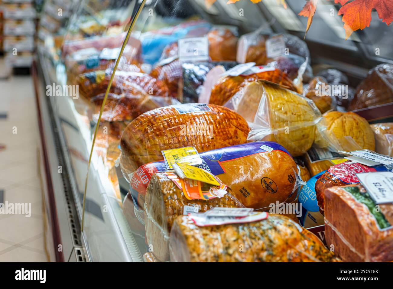 Retail display on a deli meat counter Stock Photo - Alamy