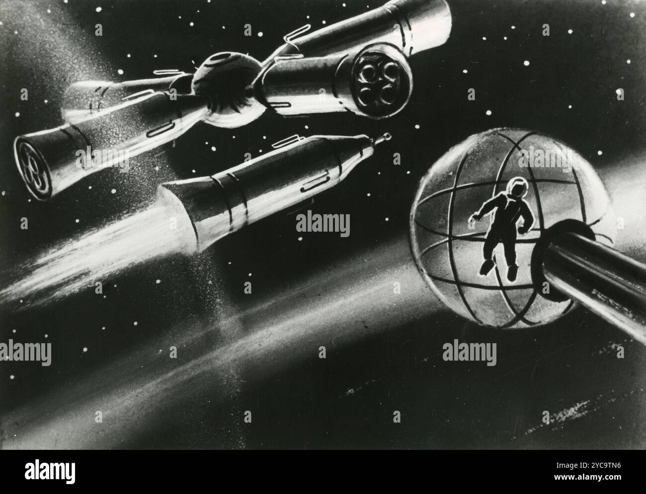 Assembling a space laboratory, drawing by Russian cosmonaut Alexei ...