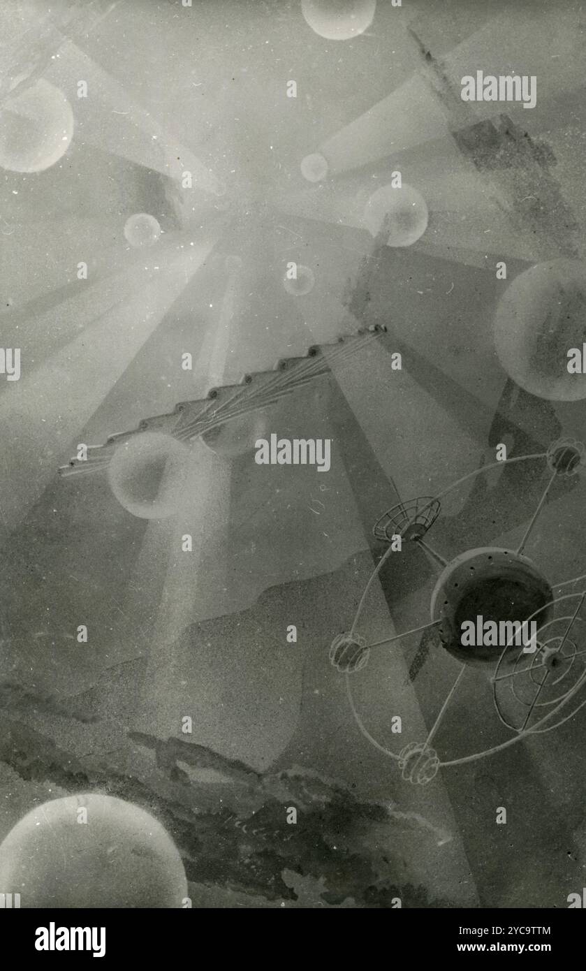 Exploratory stations in Saturn´s subsurface, drawing by Russian artist ...