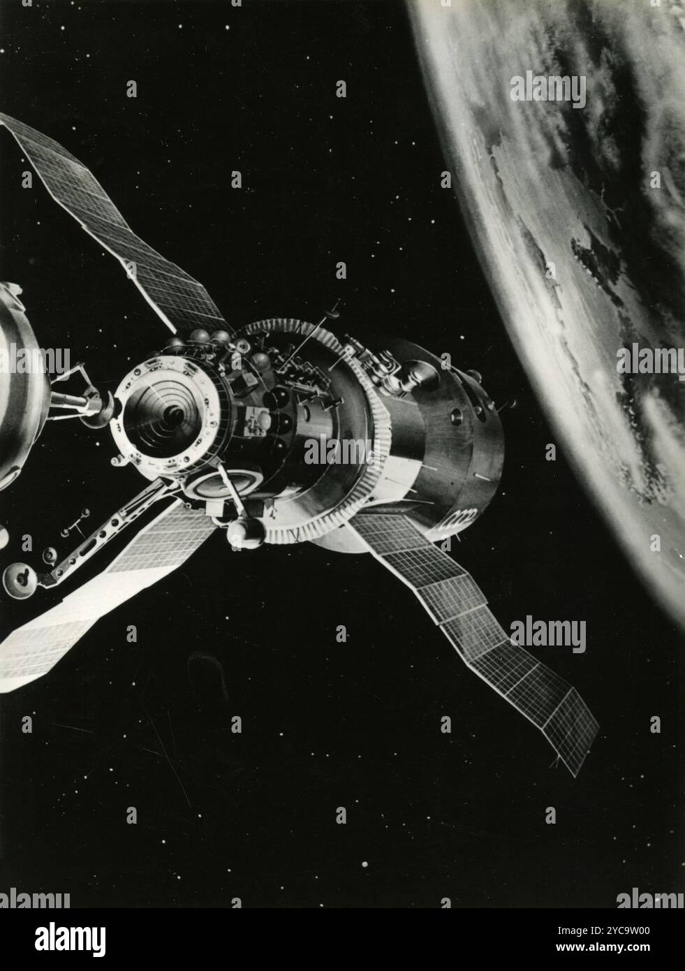 The undocking of the Saliut space station and the transport ship, by ...
