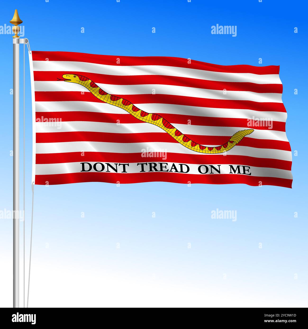 US Navy jack waving flag with snake symbol, United States of America ...