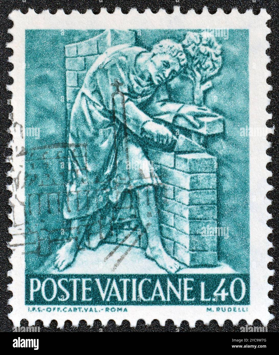 Cancelled postage stamp printed by Vatican, that shows Building, The ...