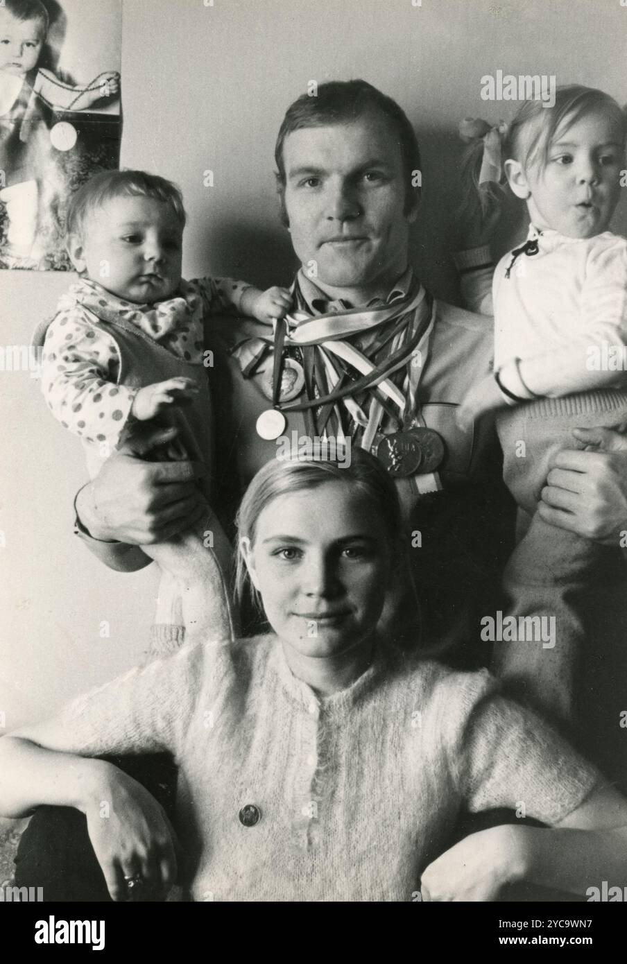 Soviet freestyle champion, wrestler Ivan Yarygin with his family, 1970s ...