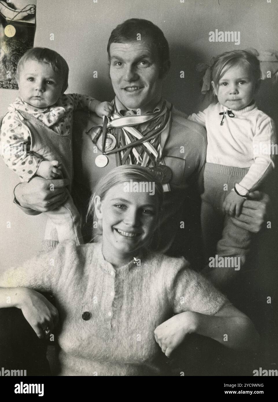 Soviet freestyle champion, wrestler Ivan Yarygin with his family, 1970s ...
