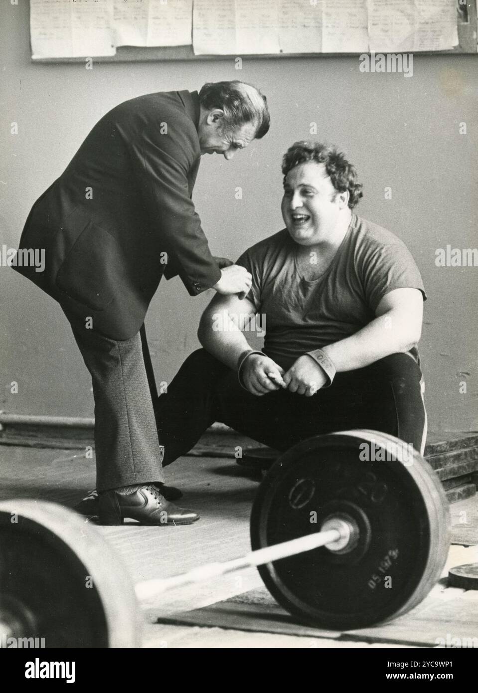 Russian weightlifter Vladimir Marchuk and his coach Mikhail Akopyants ...